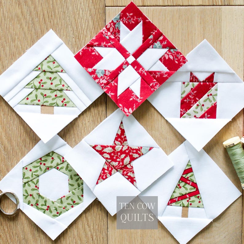 Christmas Ornament Quilt Block Patterns, Bundle, 6 Patterns, Small Mini ...
