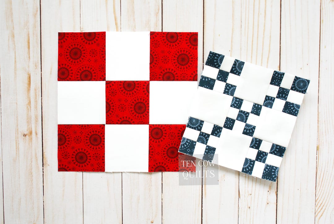 Nine-patch Irish Chain Quilt Block Pattern: FPP (PDF Digital Download ...