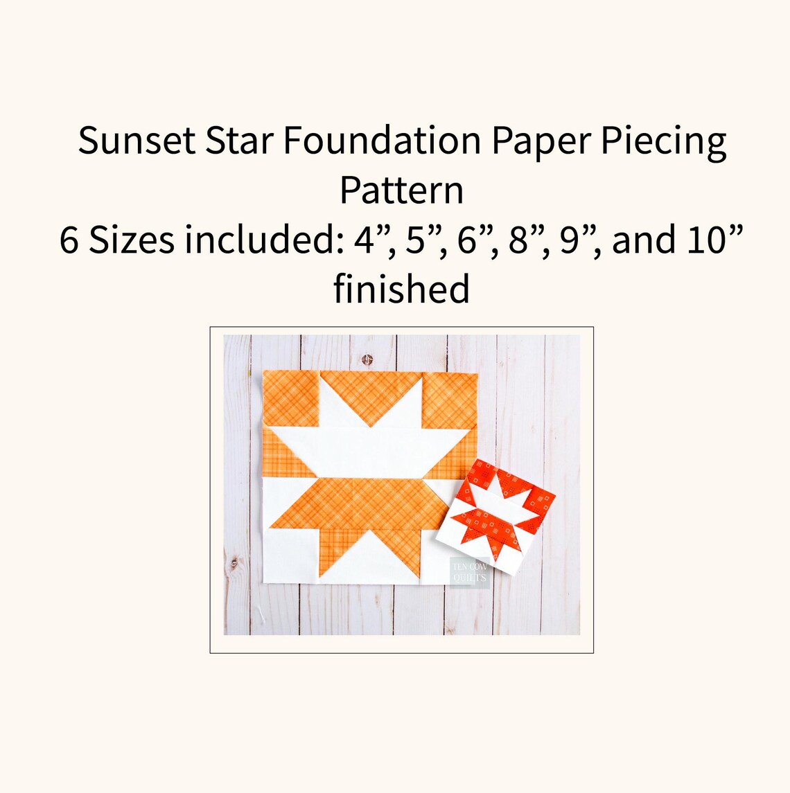 Sunset Star, Foundation Paper Pieced Pattern, Quilt Block, Sawtooth ...