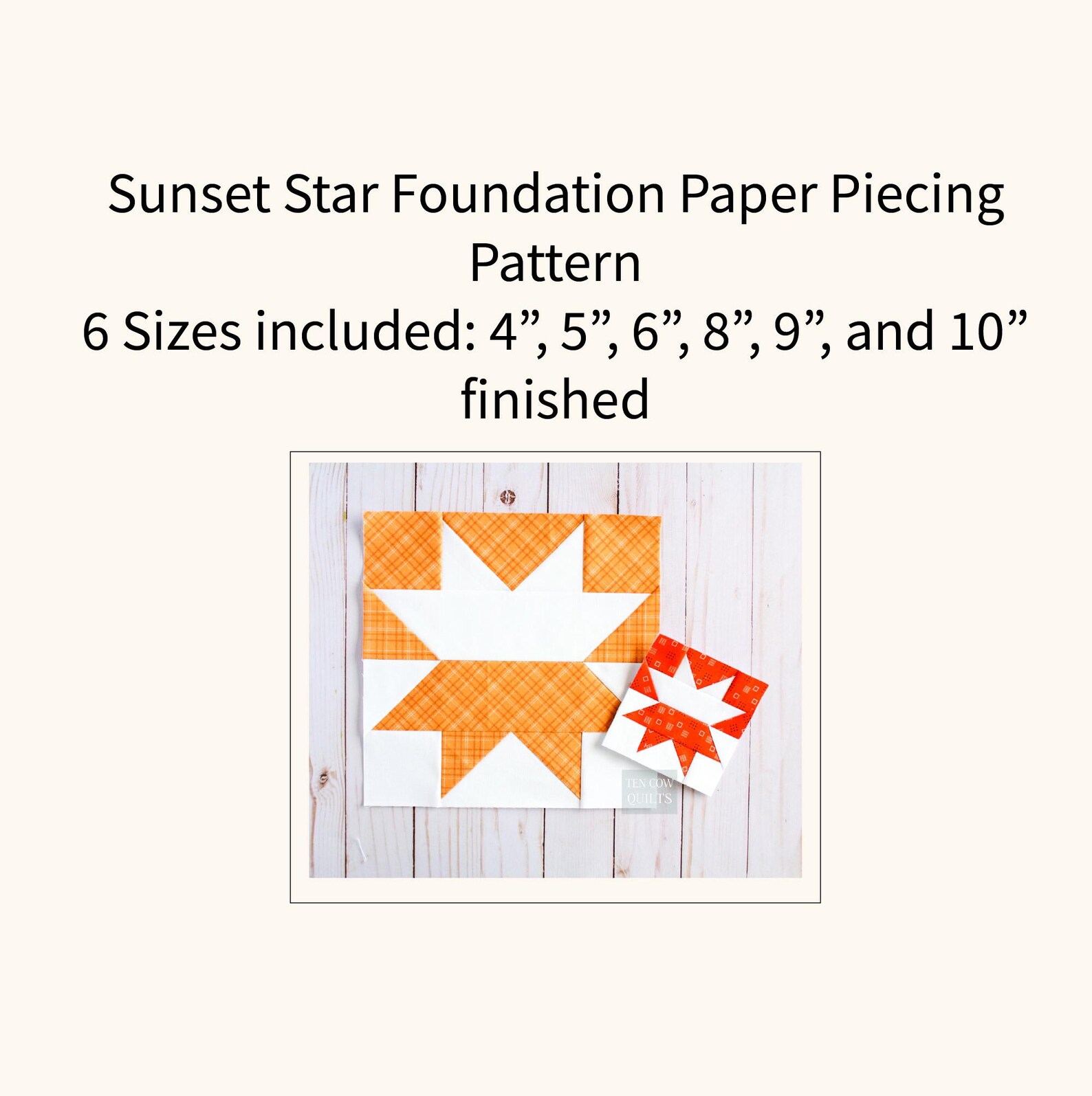 Sunset Star, Foundation Paper Pieced Pattern, Quilt Block, Sawtooth ...