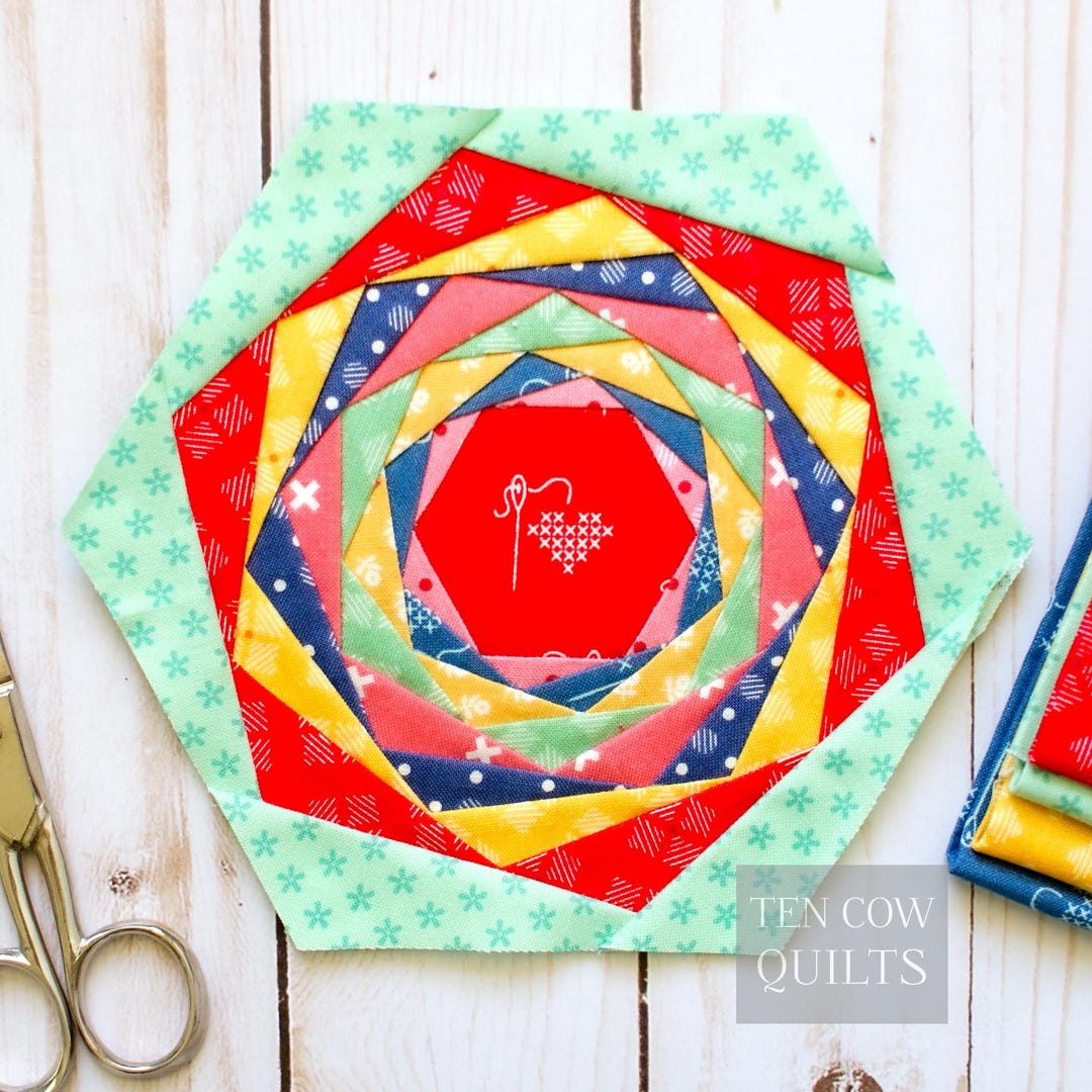 Hexagon Twirl, Foundation Paper Pieced, Quilt Block Pattern, FPP ...