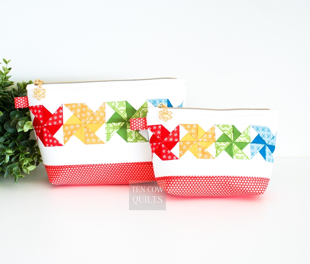 Pinwheel Zipper Pouch Pattern, Foundation Paper Pieced, FPP, Makeup Bag ...
