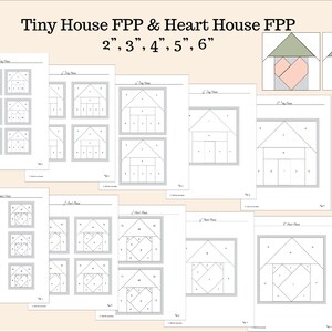 Tiny House 5 Sizes Foundation Paper Piecing Pattern, Heart House, FPP ...