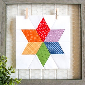 Six-pointed Star Foundation Paper Piecing Pattern, FPP, Quilt Block ...