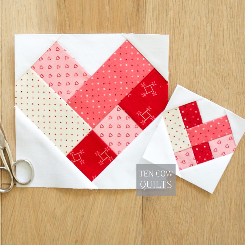 Valentine Heart, Foundation Paper Pieced, Quilt Block, Sewing Pattern ...