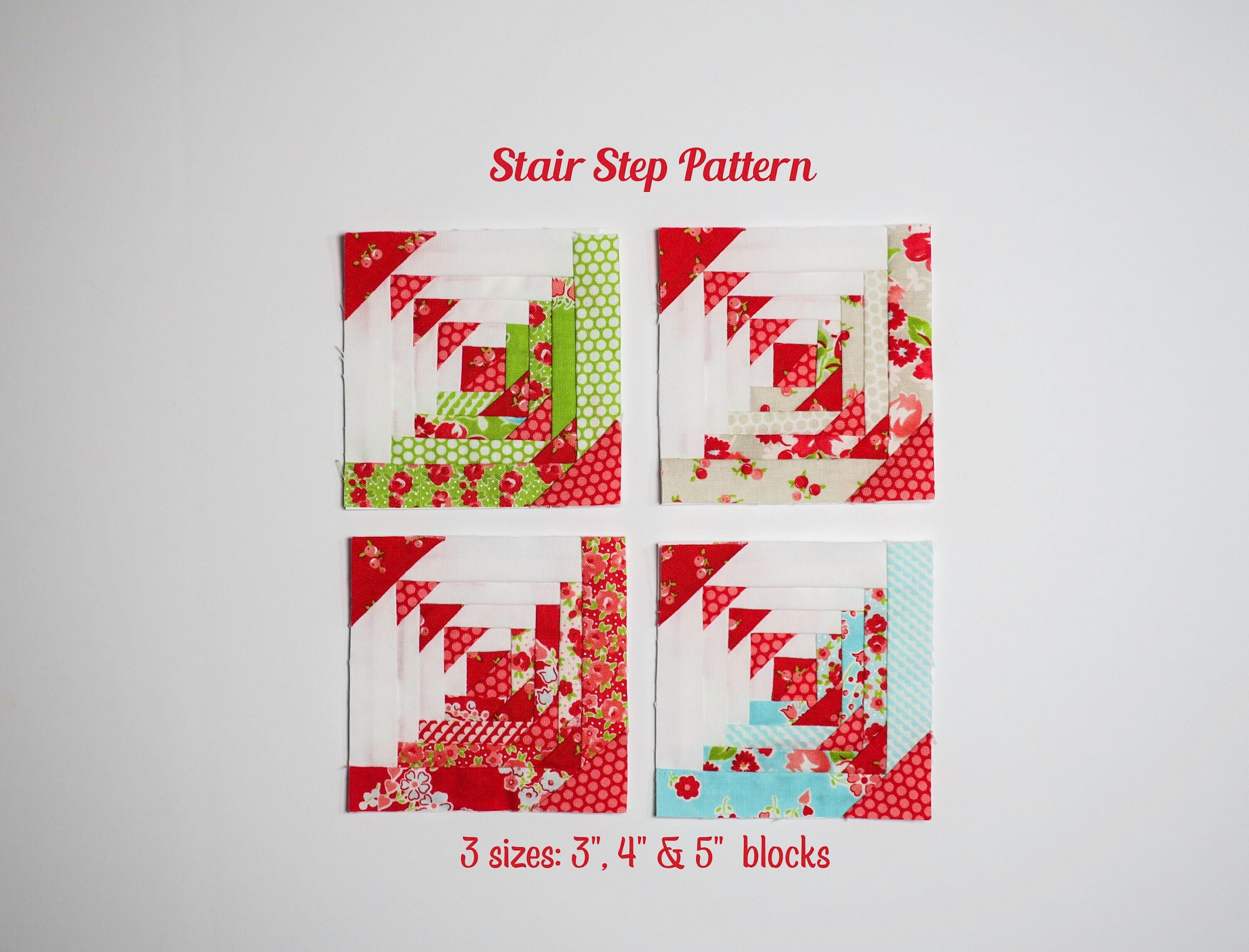 Stair Step Quilt Block Pattern, PDF, Foundation Piecing, Paper Pattern ...
