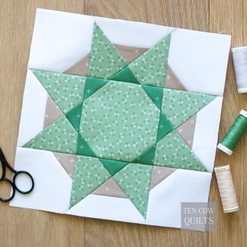 Pioneer Star, Foundation Paper Pieced Pattern, Quilt Block, 4 Sizes ...