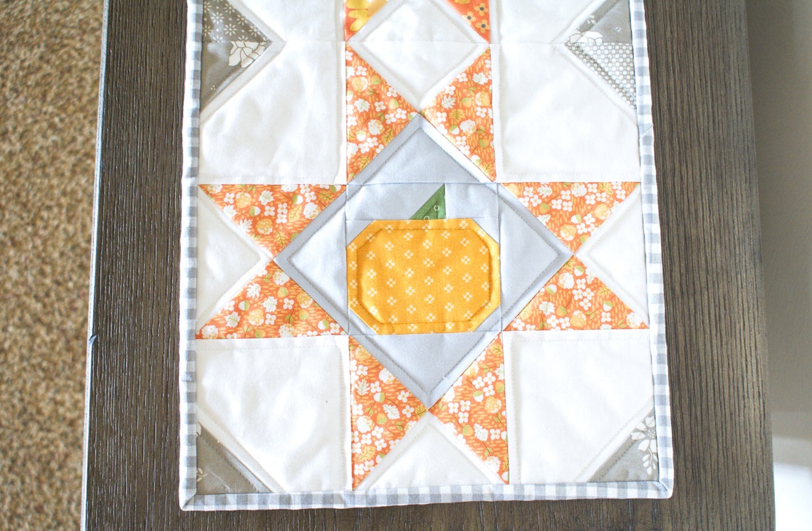 Pumpkin Table Runner Pattern Fall Quilt Topper Small Mini - Etsy