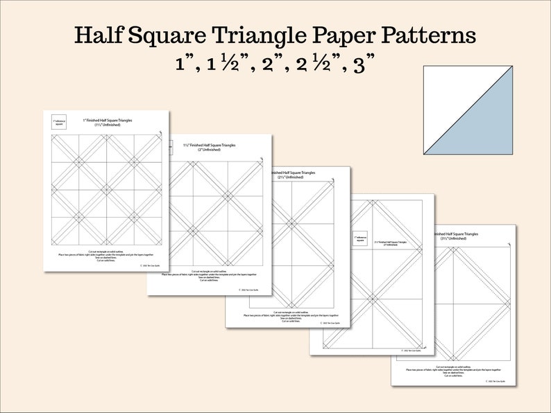 Half Square Triangle Patterns Foundation Paper FPP Print - Etsy