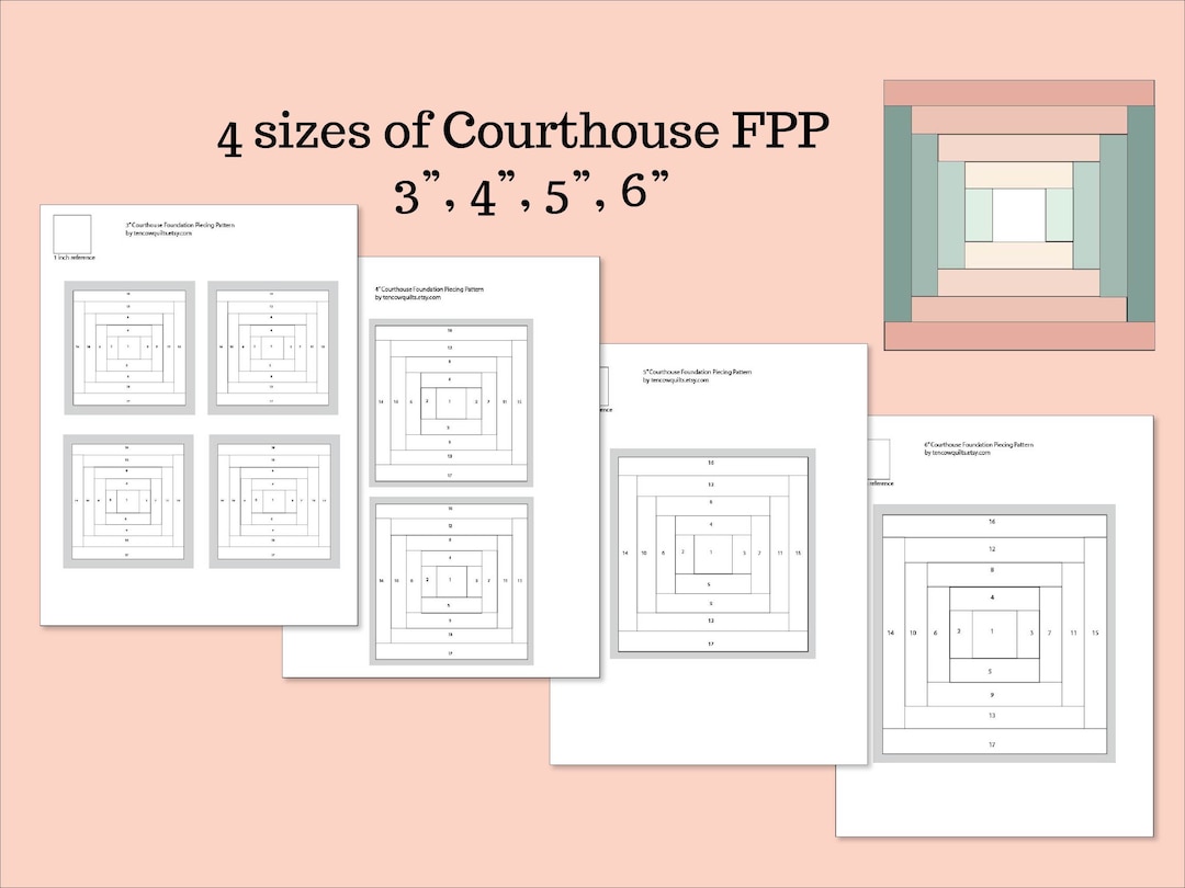 Courthouse Quilt Block, PDF, Foundation Paper Pieced, FPP Pattern, 6 ...