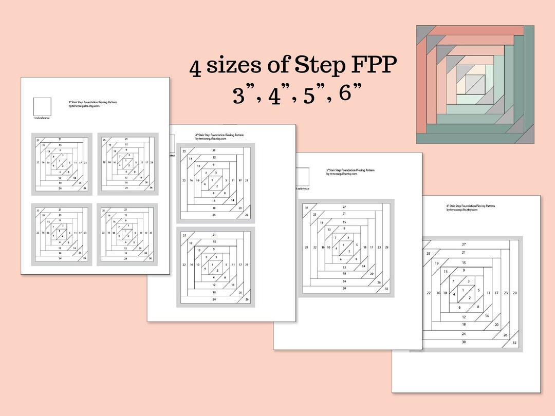 Stair Step Quilt Block Pattern, PDF, Foundation Piecing, Paper Pattern ...