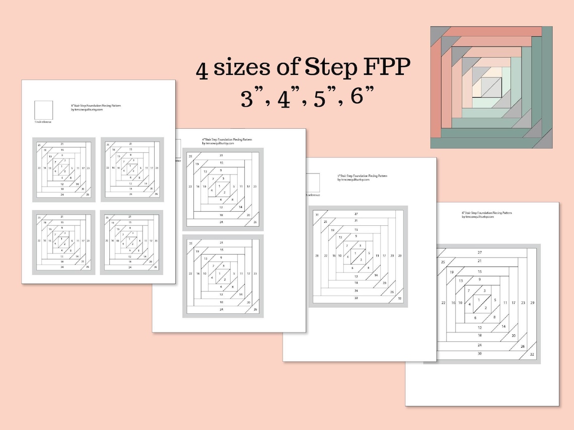 Stair Step Quilt Block Pattern, PDF, Foundation Piecing, Paper Pattern ...