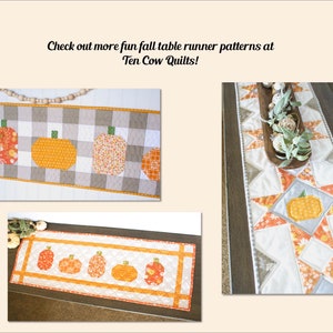 Pumpkin Table Runner Pattern, Fall Quilt Topper, Small Mini, PDF Download, Halloween Farmhouse ...