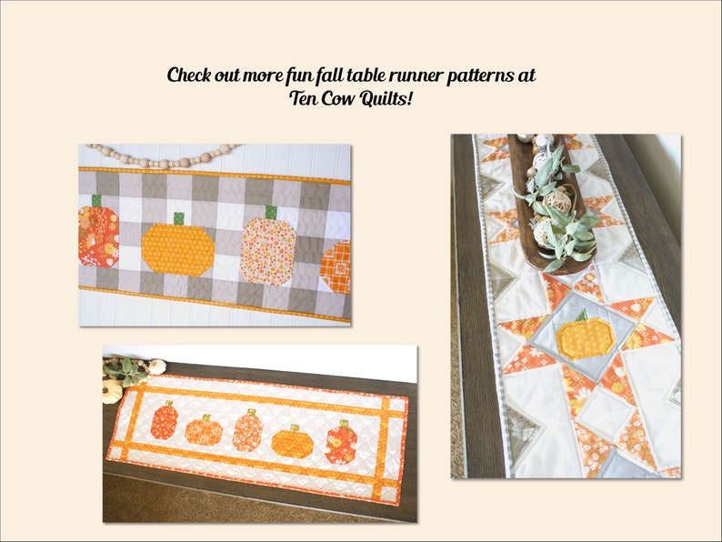 Pumpkin Table Runner Pattern, Fall Quilt Topper, Small Mini, PDF ...