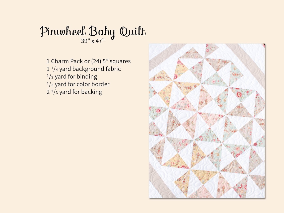 Pinwheel Baby Quilt Pattern Beginner Easy Small Mini Charm - Etsy