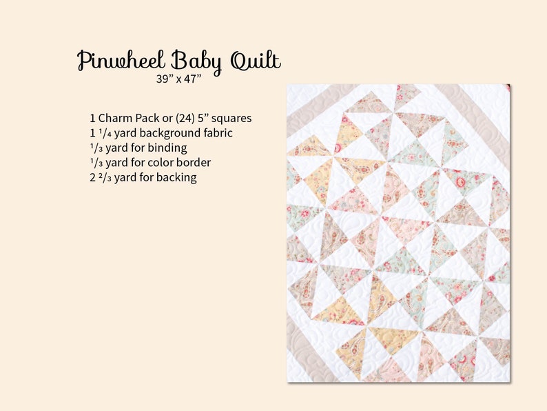 Pinwheel Baby Quilt Pattern Beginner Easy Small Mini Charm - Etsy