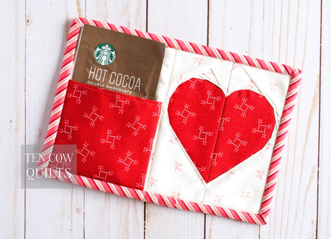 Heart Mug Rug Pattern, Foundation Paper Piecing, Valentines, Gift ...