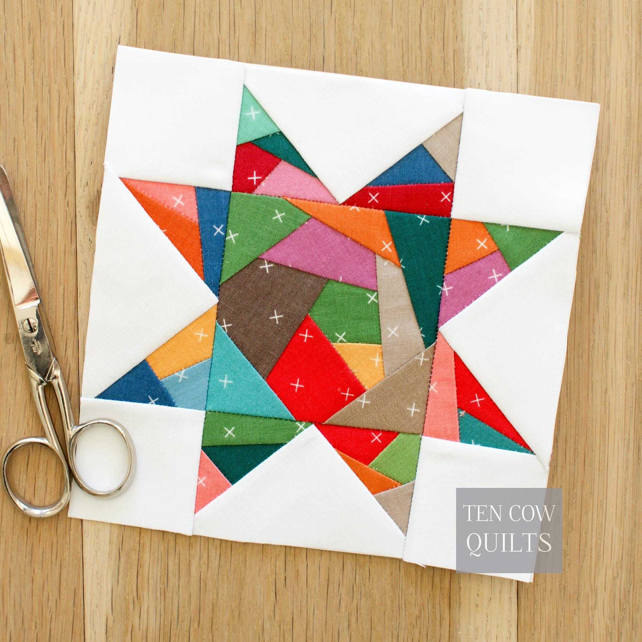 Crazy Scrap Star 5 Sizes Included, Quilt Block, Foundation Paper Pieced ...