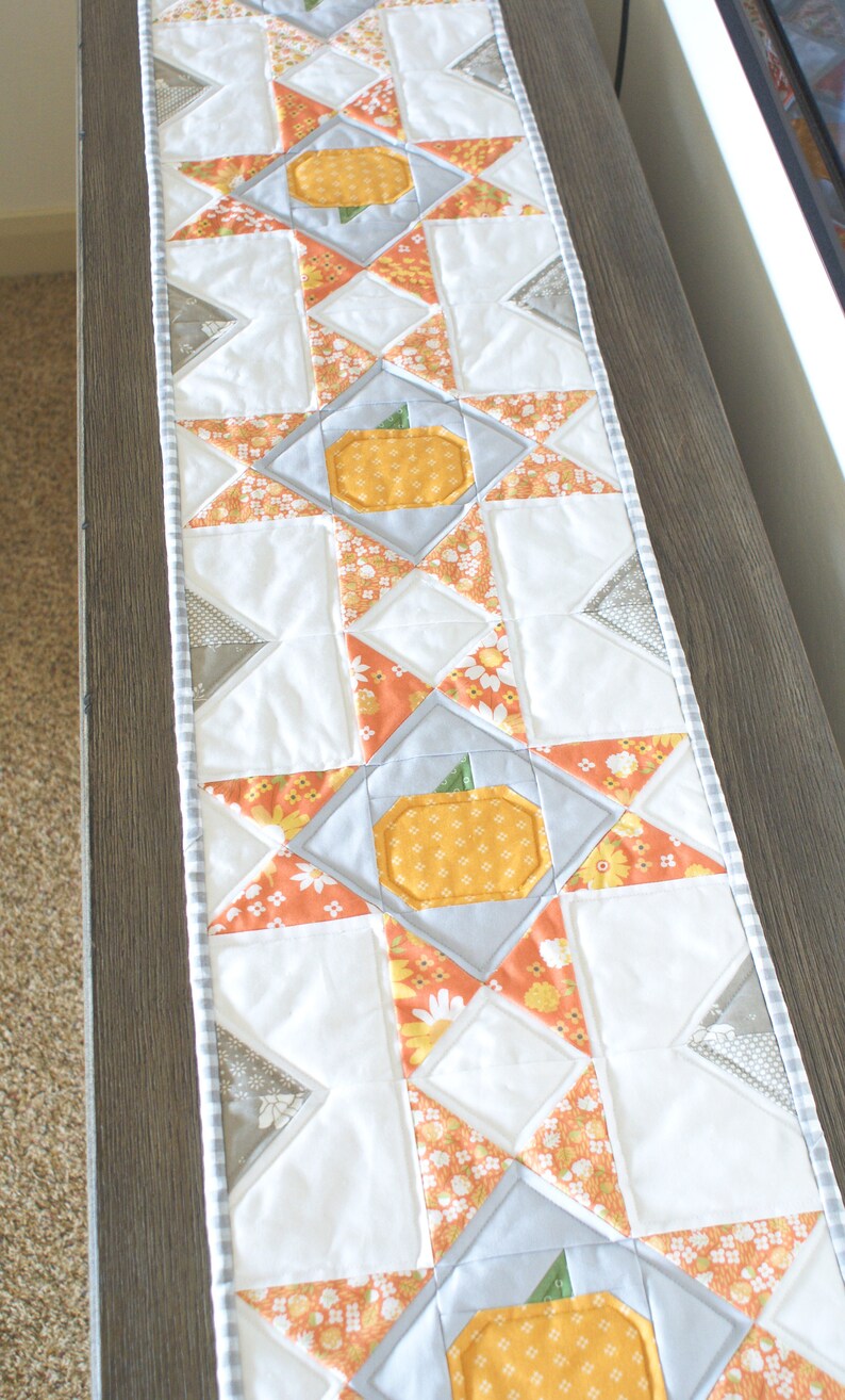 Pumpkin Table Runner Pattern Fall Quilt Topper Small Mini - Etsy