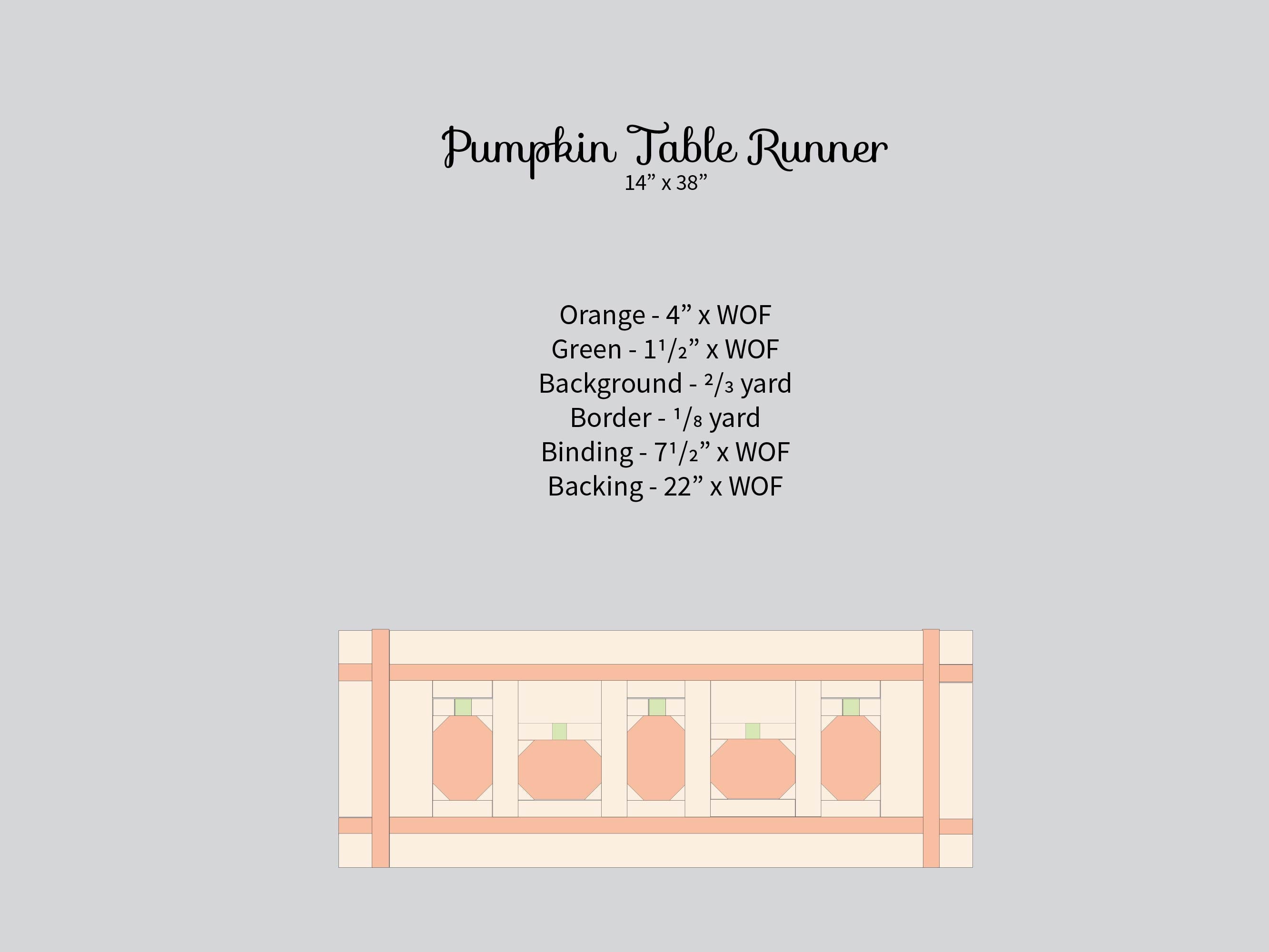 Fall Table Runner Pattern, PDF Download, Pumpkin Autumn October ...