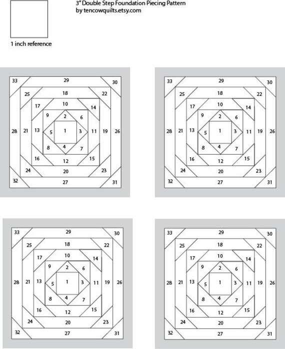 Double Step Quilt Block Pattern FPP PDF Small Mini | Etsy