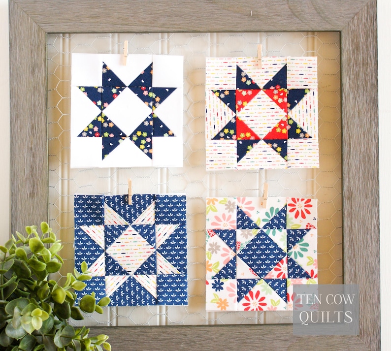 Barn Star Quilt Block Pattern: Foundation Paper Pieced (FPP) - 4-10 ...