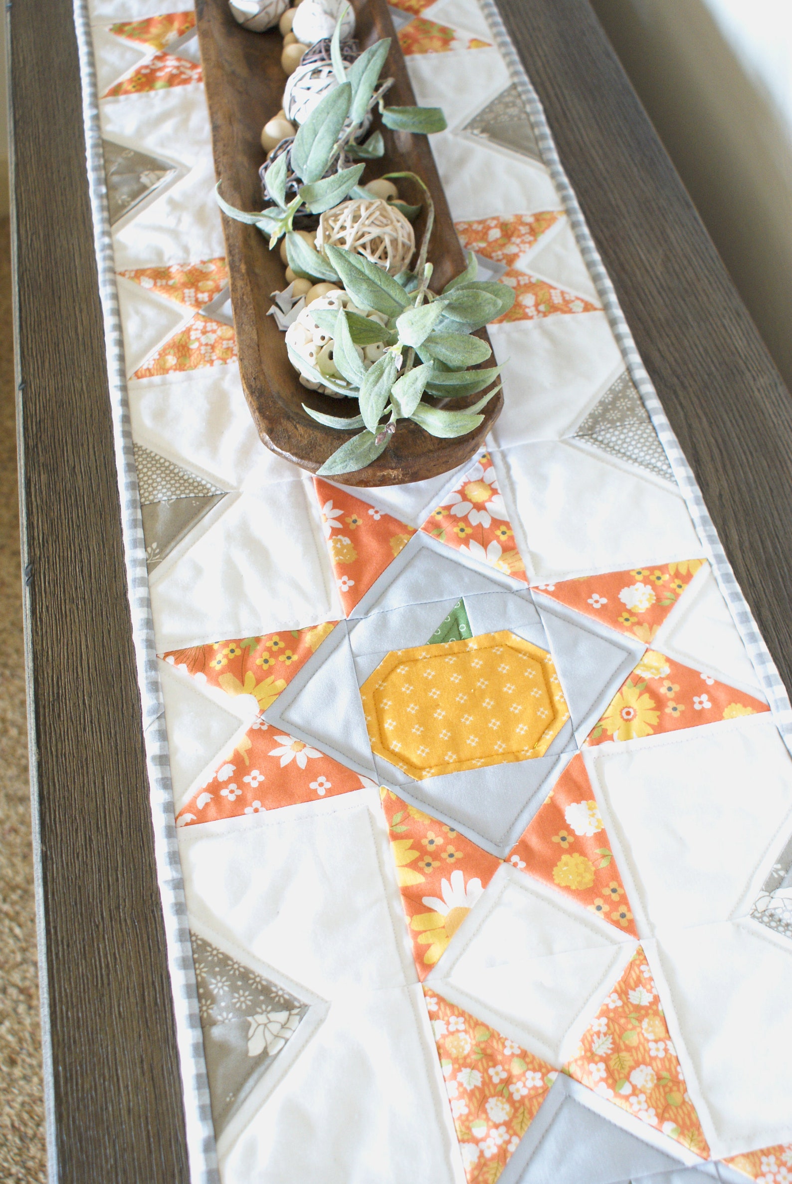 Pumpkin Table Runner Pattern, Fall Quilt Topper, Small Mini, PDF ...