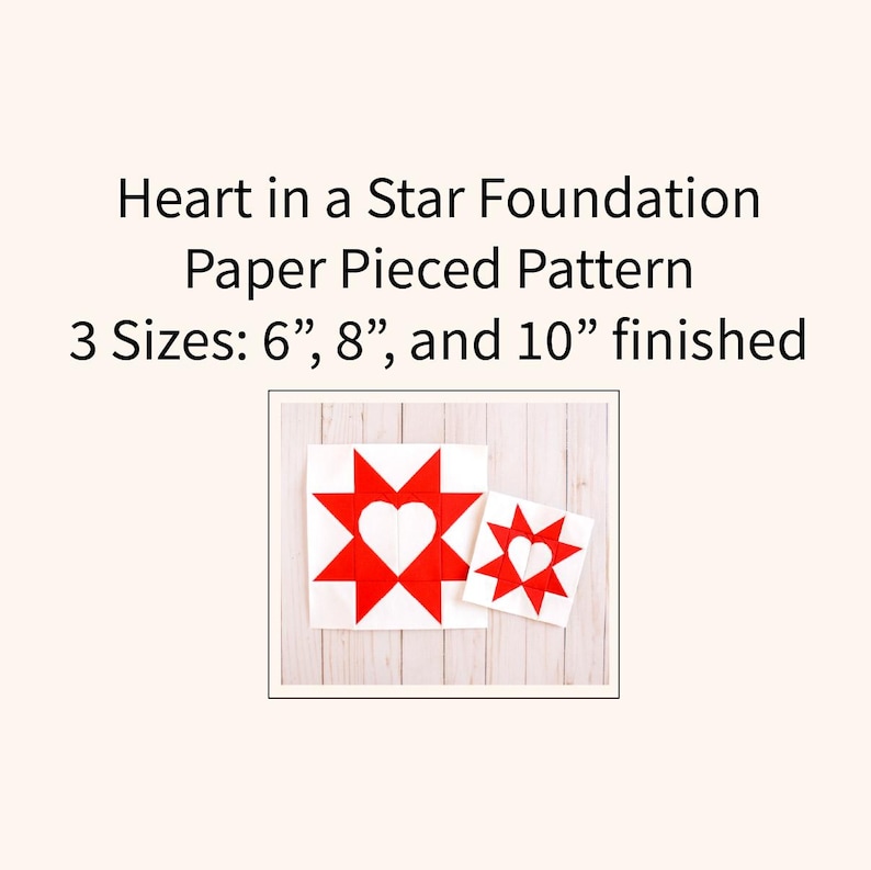 Heart in a Sawtooth Star Quilt Block, Foundation Paper Pieced Pattern ...
