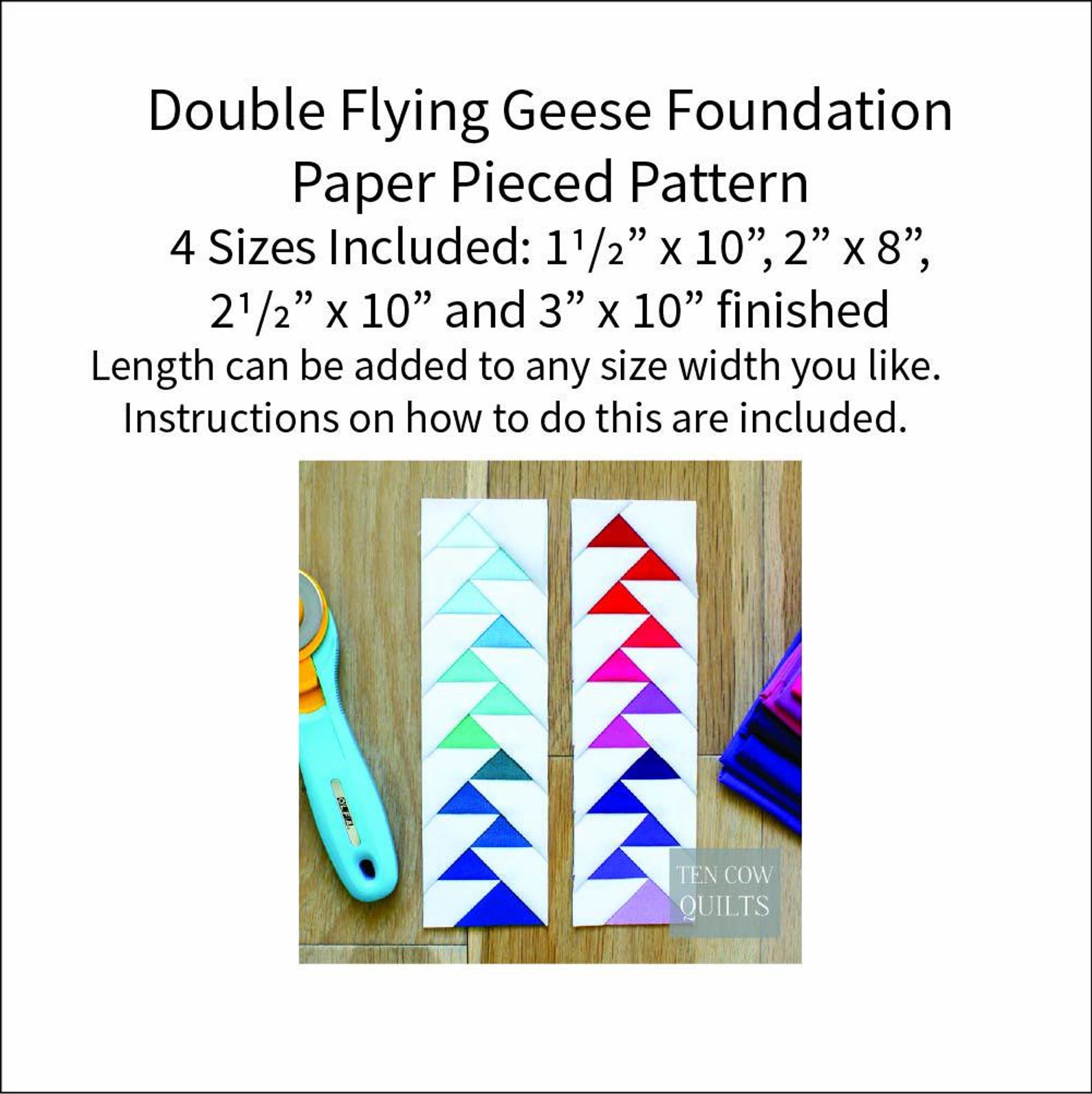Wandering Flying Geese Quilt Block Pattern: FPP Border Strip (PDF ...