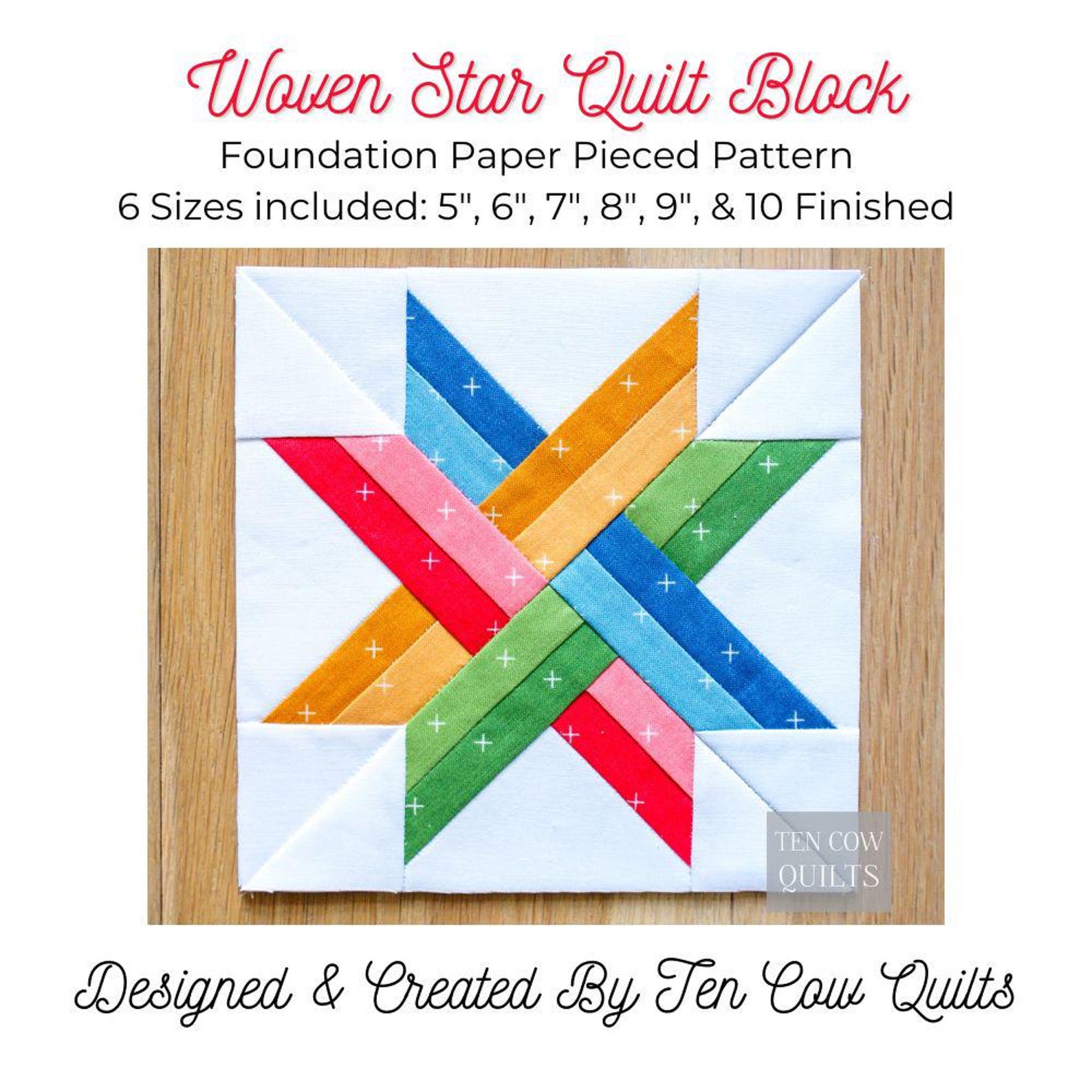 Woven Star, 6 Sizes, Foundation Paper Piecing Pattern, FPP, PDF ...