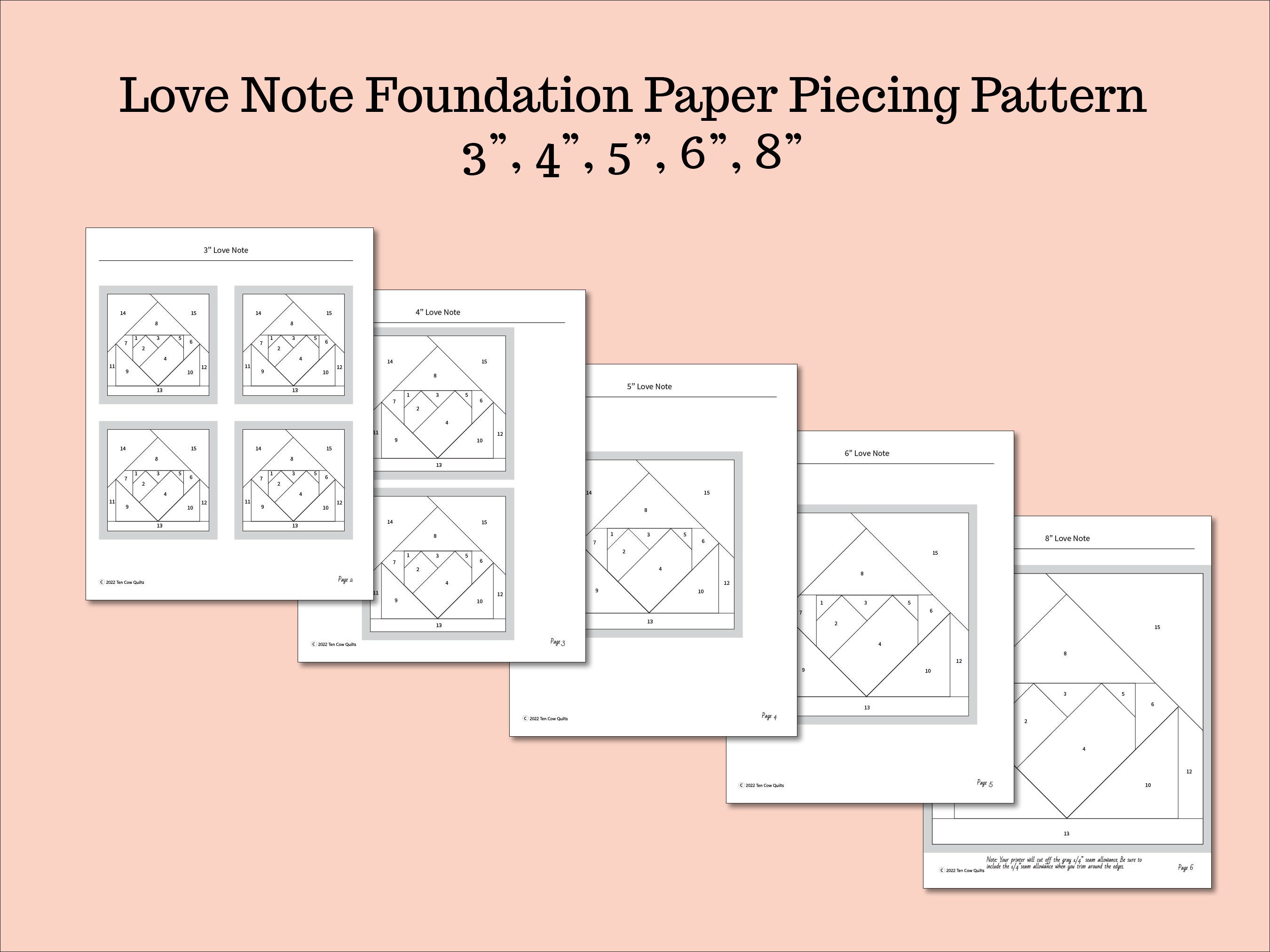 Heart Envelope Foundation Paper Piecing Pattern FPP Love - Etsy