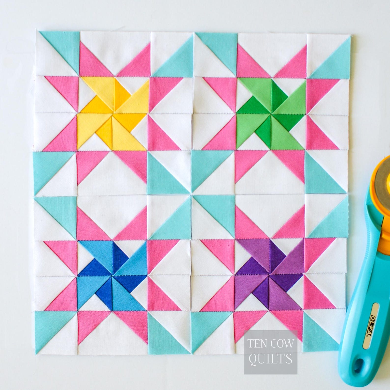 Pinwheel Star Quilt Block Pattern: Foundation Paper Pieced, 7 Sizes ...