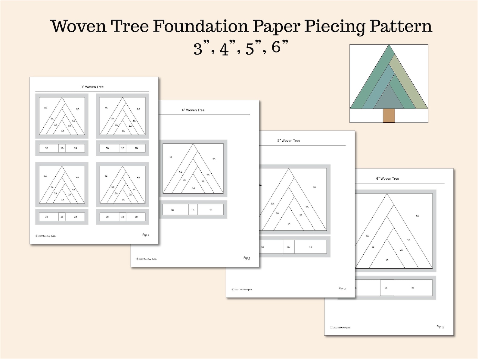Woven Tree Foundation Paper Piecing Pattern, FPP, Quilt Block ...