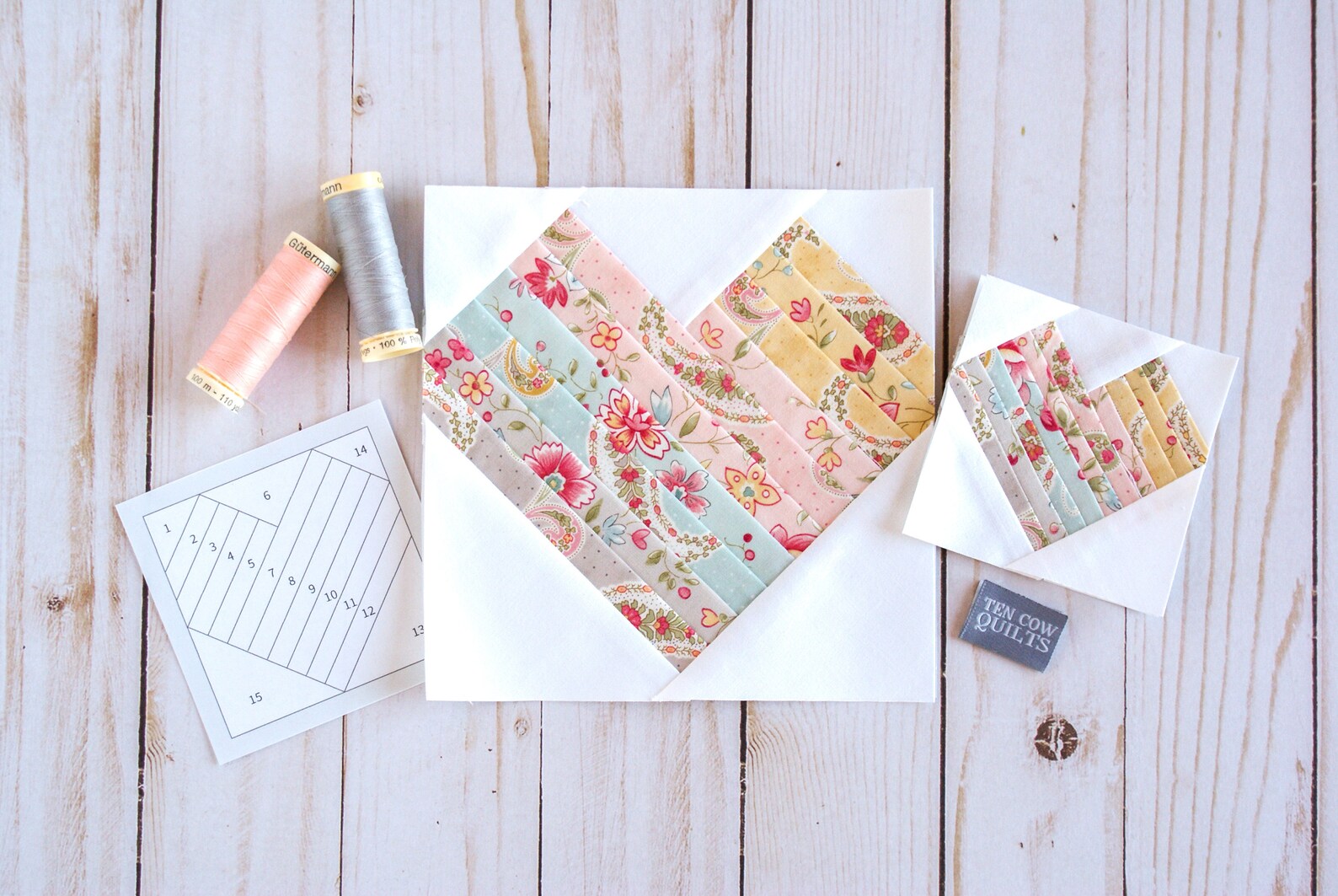 Heart Foundation Paper Piecing Pattern FPP 3-inch 4-inch - Etsy