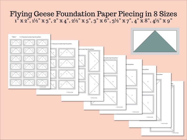 Flying Geese Foundation Paper Piece Pattern, FPP, PDF Download, Print ...
