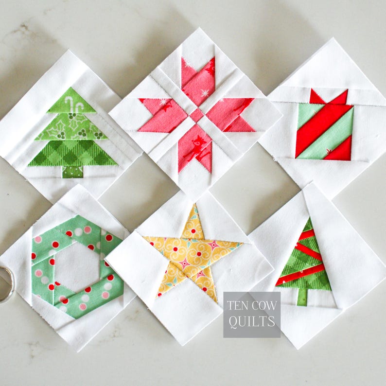 Christmas Ornament Quilt Block Patterns, Bundle, 6 Patterns, Small Mini ...