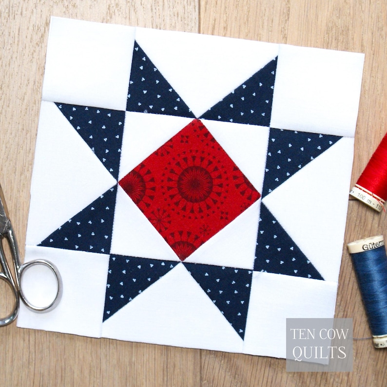 Barn Star Quilt Block Pattern: Foundation Paper Pieced (FPP) - 4-10 ...