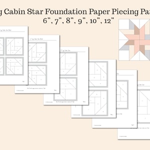 Log Cabin Star Foundation Paper Piecing Pattern, Quilt Block, Multiple ...