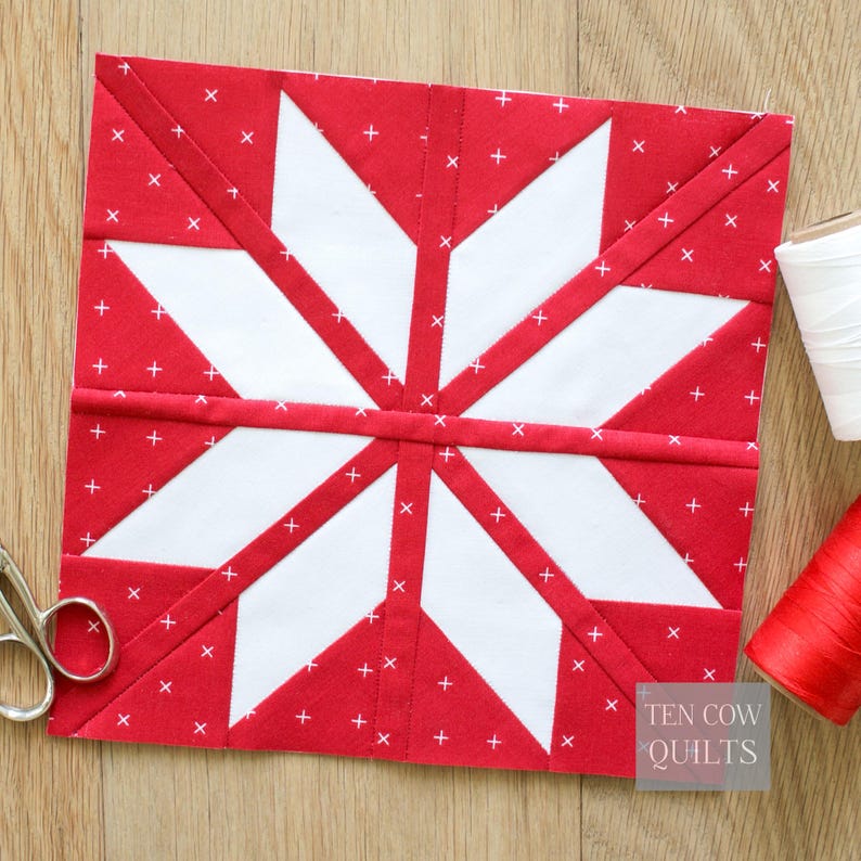 Scandinavian Star, 5 Sizes Included, Quilt Block, Pattern, Foundation ...