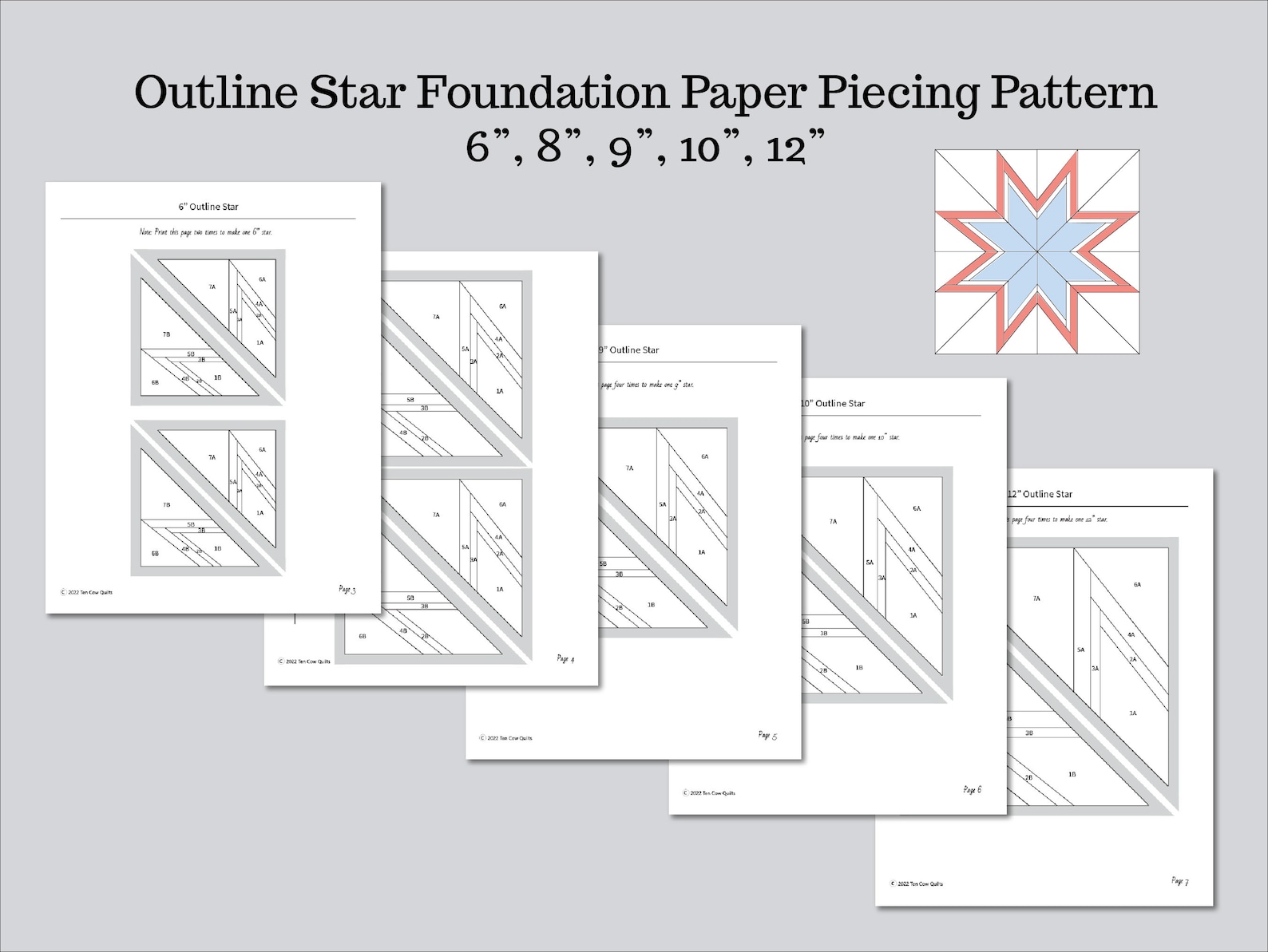 Outline Star Foundation Paper Piecing Pattern FPP PDF - Etsy