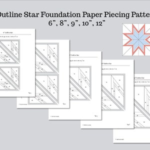 Outline Star Foundation Paper Piecing Pattern, FPP, PDF Download, Multiple Sizes, Small to Large ...