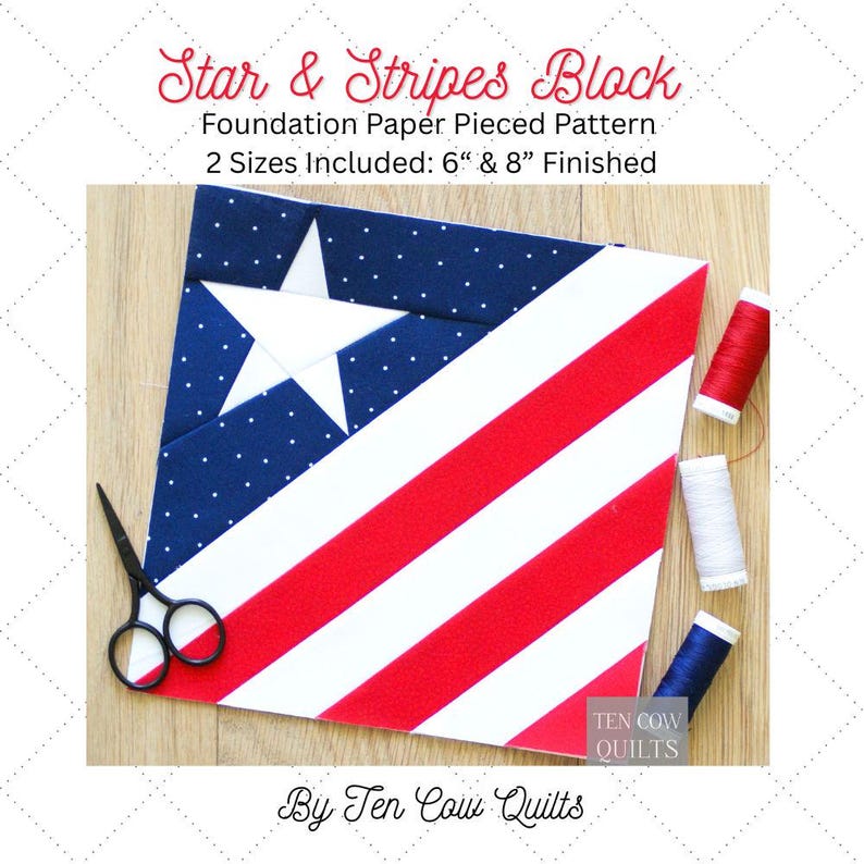 Star & Stripes Quilt Block Pattern, Foundation Paper Pieced, FPP, PDF ...