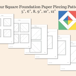 Four Square Foundation Paper Piecing Pattern, FPP, Quilt Block ...
