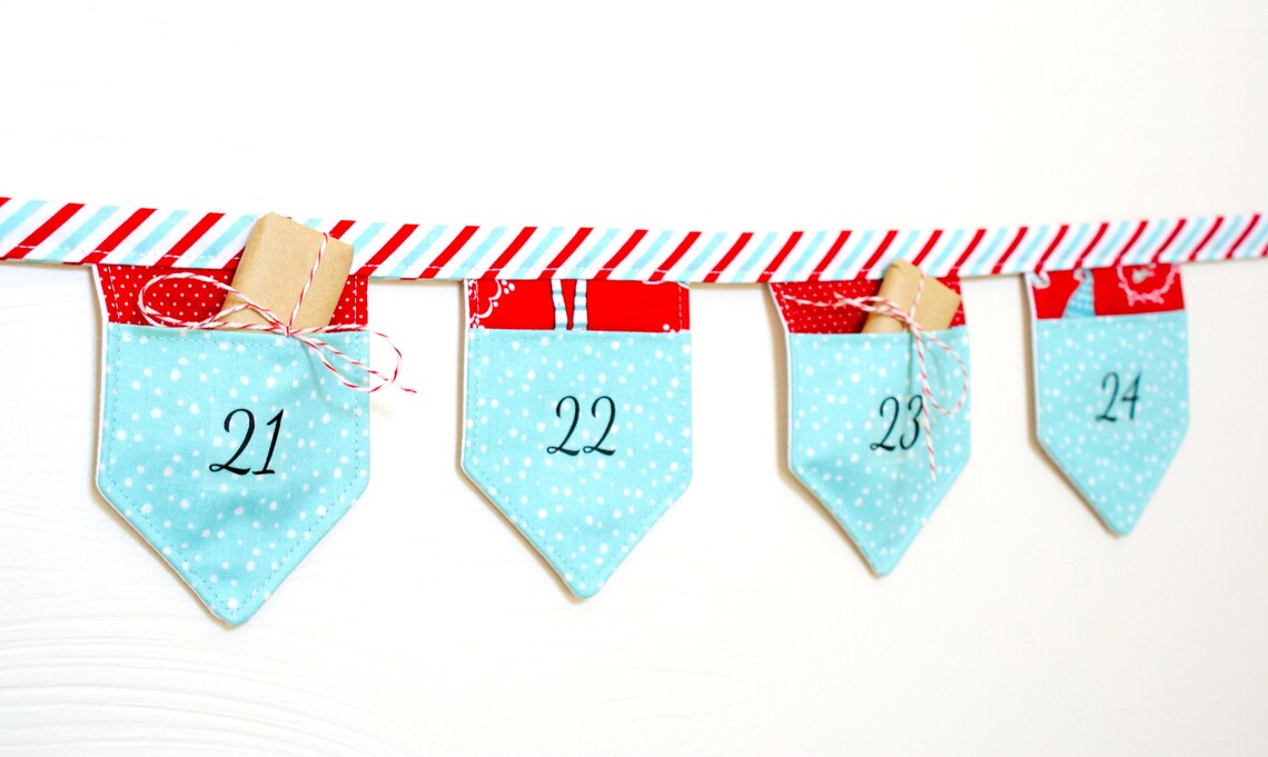 Christmas Advent Pattern Bunting Banner Countdown Days - Etsy