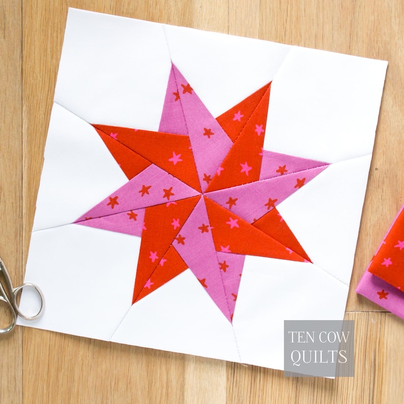 Folded Star 2, 6 Sizes Included, Foundation Paper Pieced Quilt Block ...