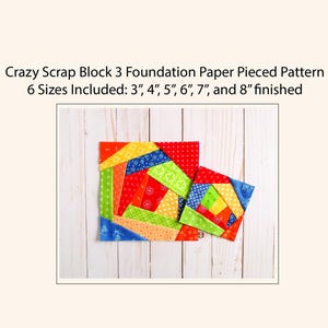 Crazy Scrap Block 3: FPP Quilt Block Pattern (PDF Download) - Etsy