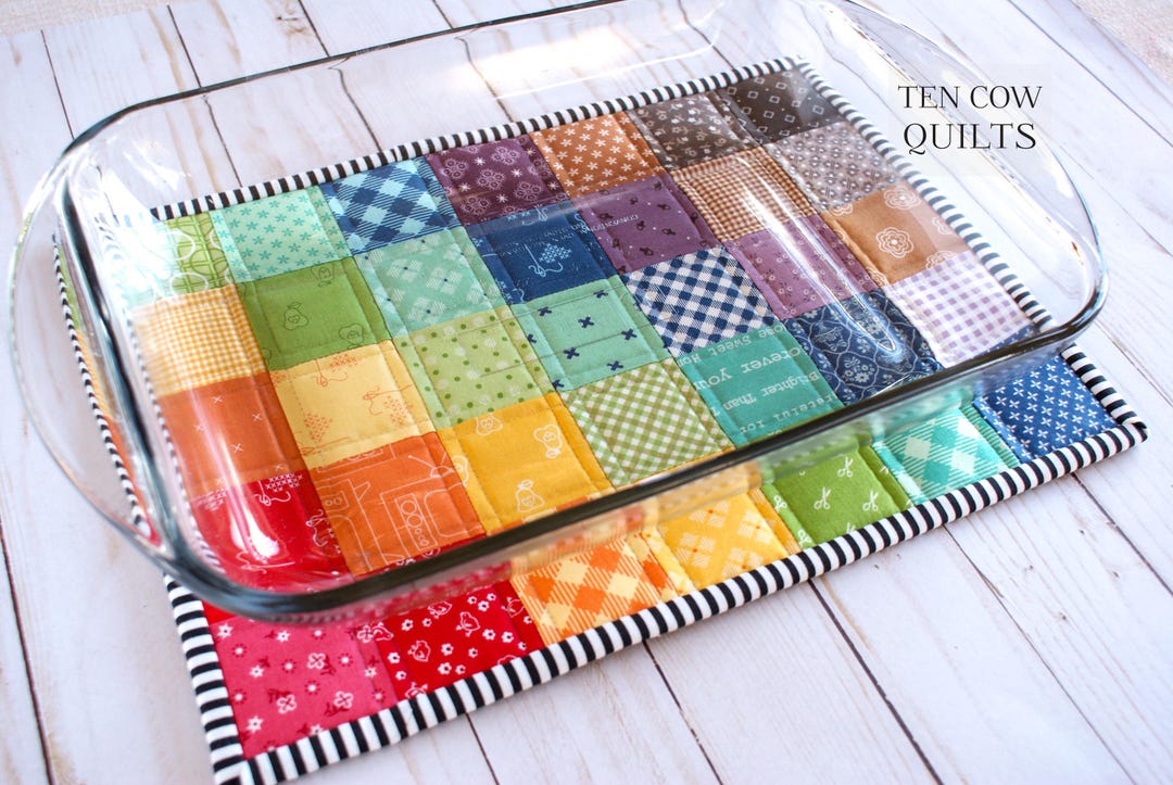 Large Hot Pad Pattern, Patchwork, Quilted Trivet for Casserole Dishes ...