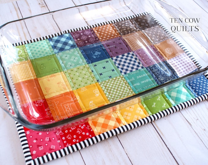 Floral Chicken Casserole Hot Pad, Oversized Quilted Hot Pad, Large ...