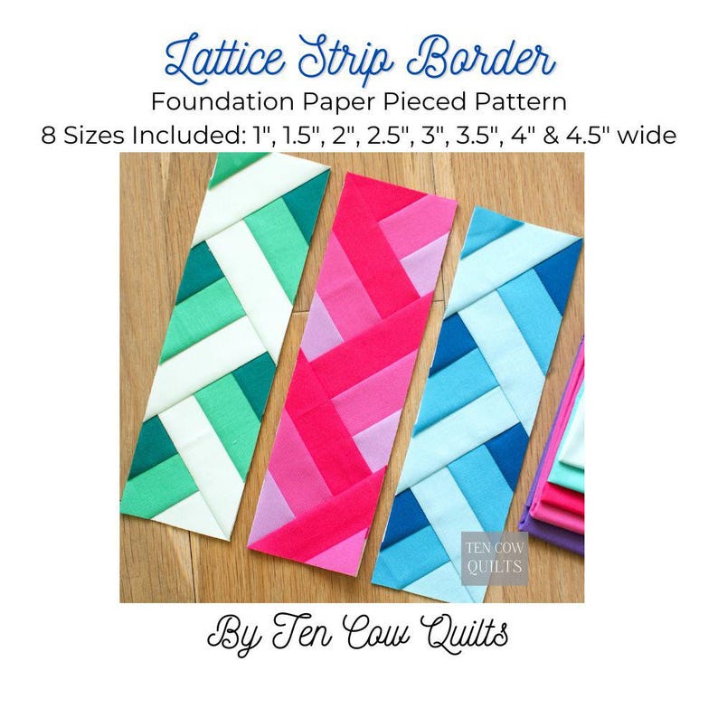 Lattice Strip Quilt Block Border: FPP Pattern (PDF Download) - 8 Sizes ...