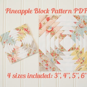 Pineapple Quilt Block Pattern, FPP, PDF, Pineapple, Small, Mini, 3-inch ...